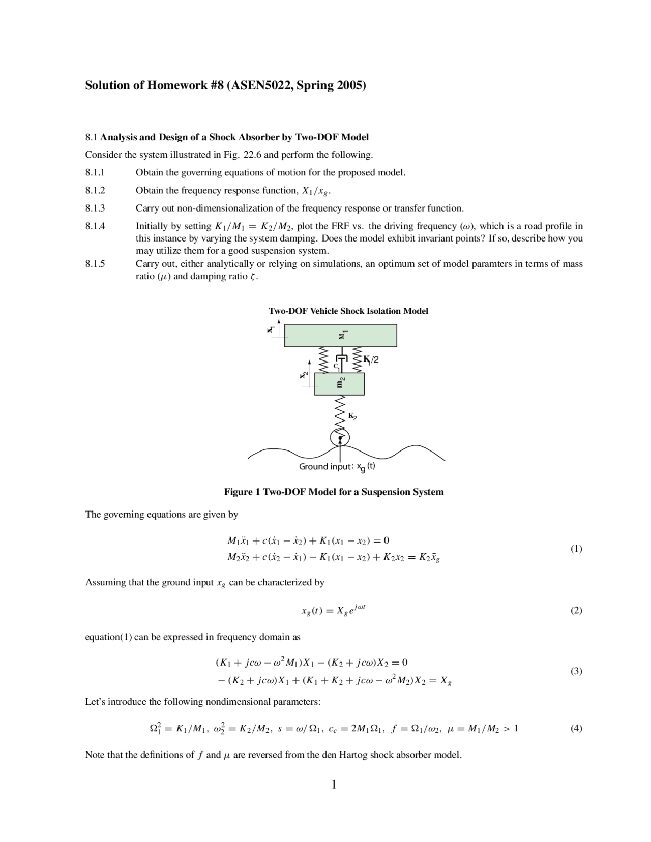 Solution Of Homework 8 Dynamics Of Aerospace Structures Asen 5022