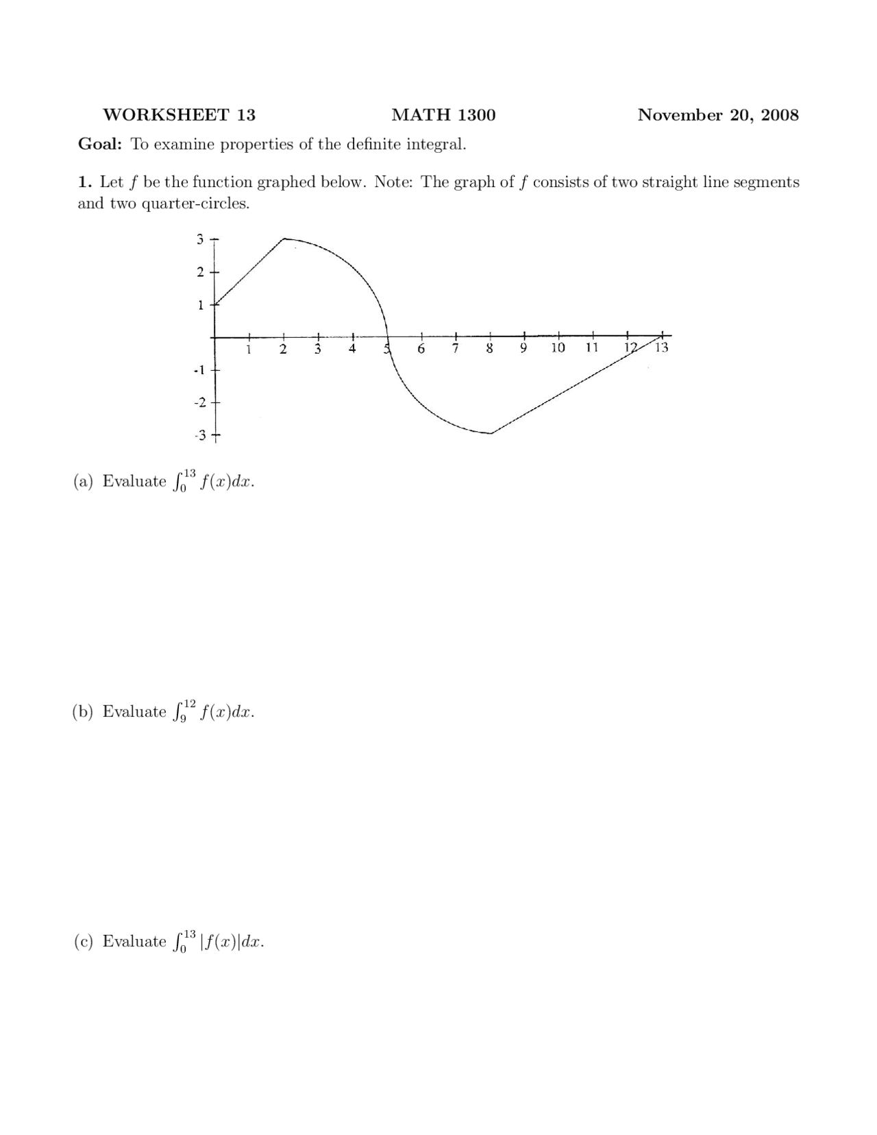 Worksheet 13 Problems Analytic Geometry And Calculus 1 Math 1300