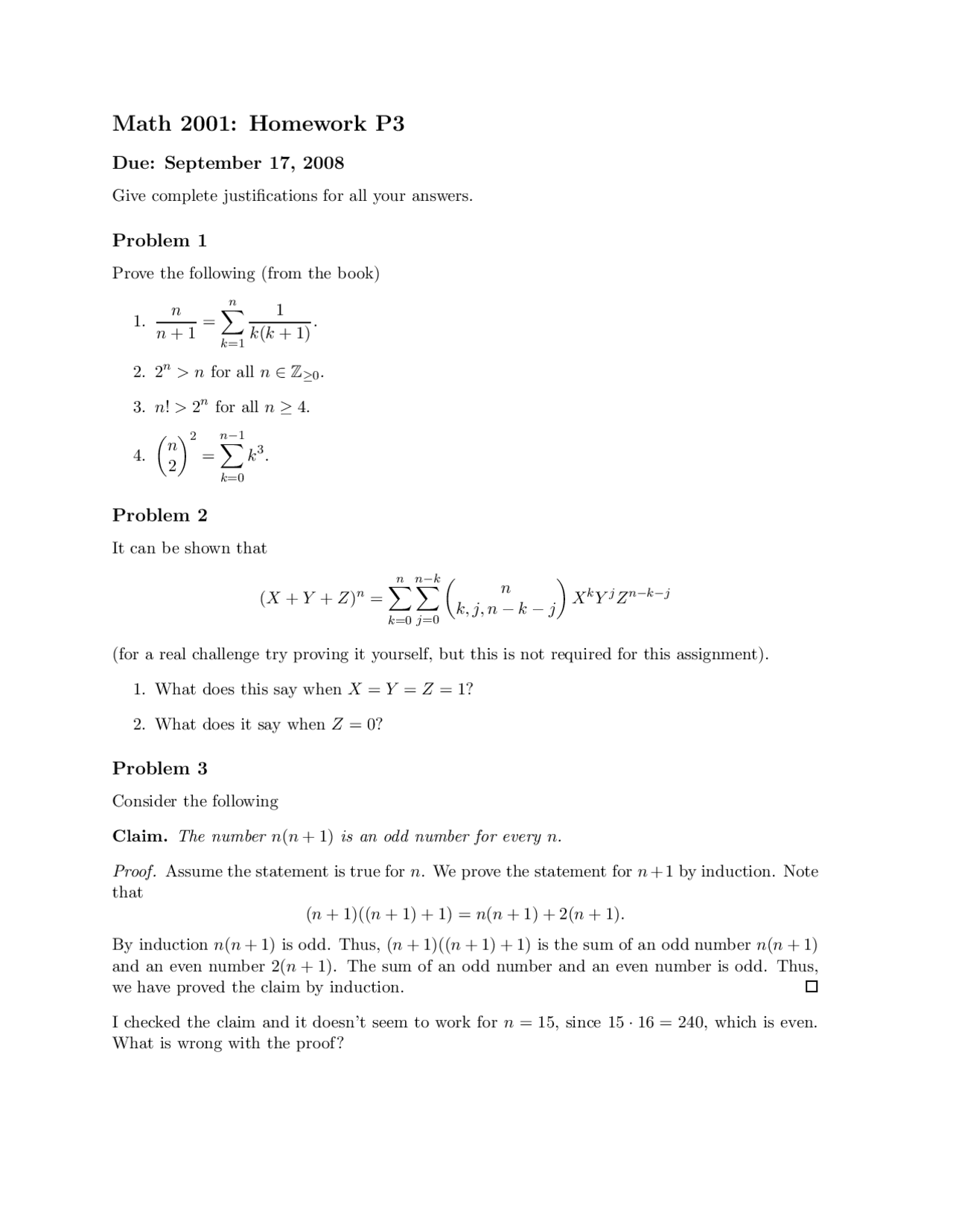 Homework 3 Problems Introduction To Discrete Mathematics Math 2001 Docsity