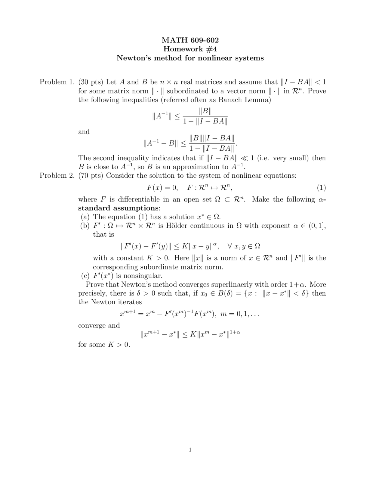 Newton Method For Nonlinear System Numerical Analysis Assignment 4