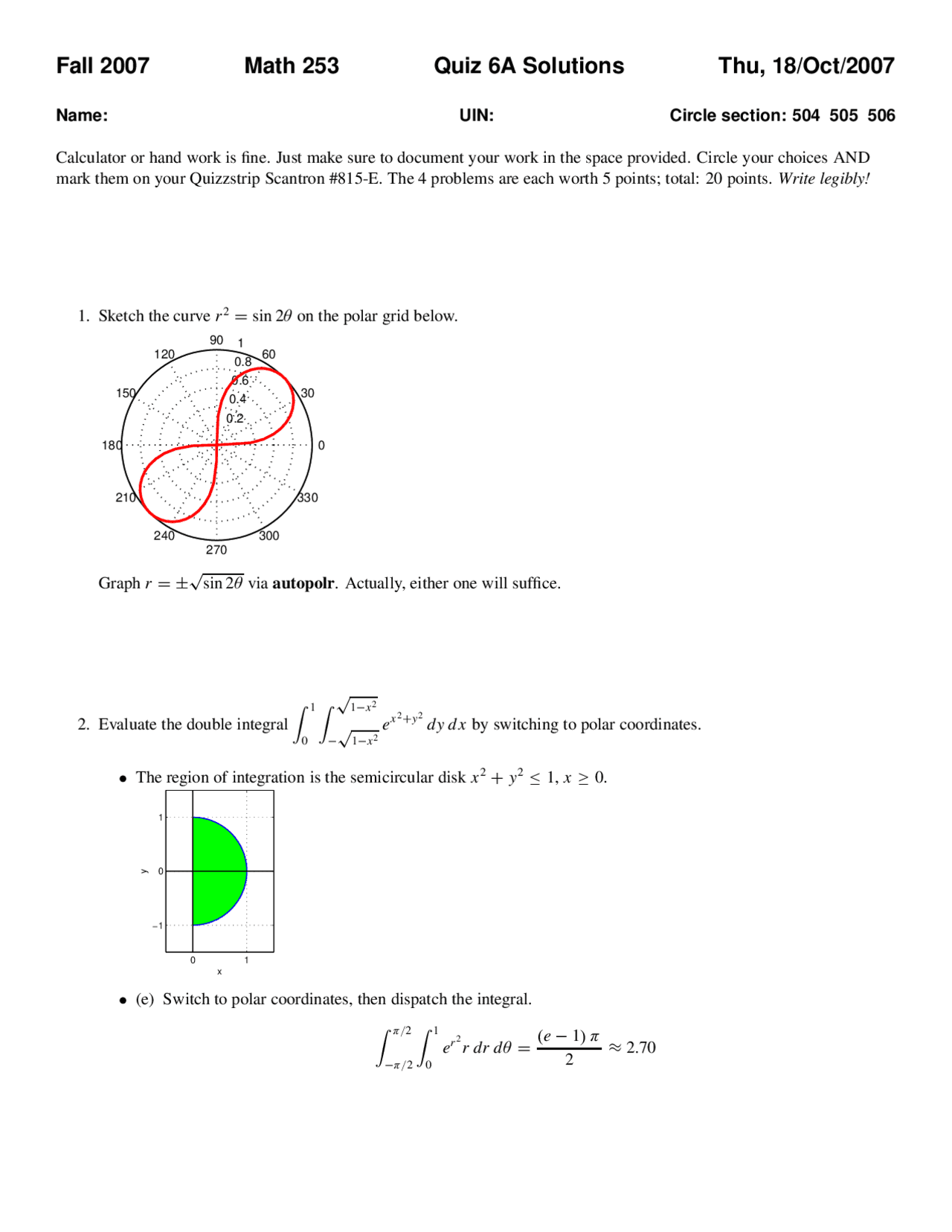 Graphics Questions Of Engineering Mathematics Lll Quiz 6 Math 253
