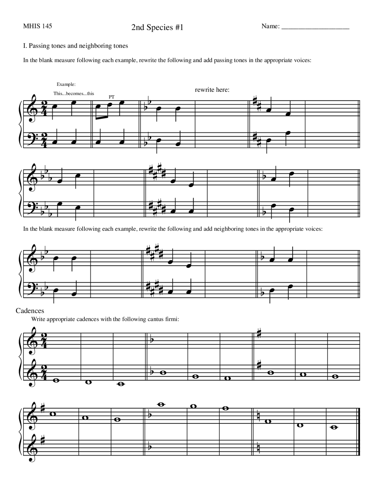 Theory And Aural Skills I Passing Tones And Neighboring Tones Mhis