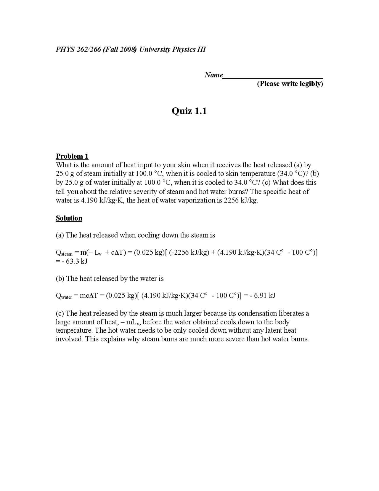 Problem With Solution On University Physics Iii Quiz 1 Phys 262