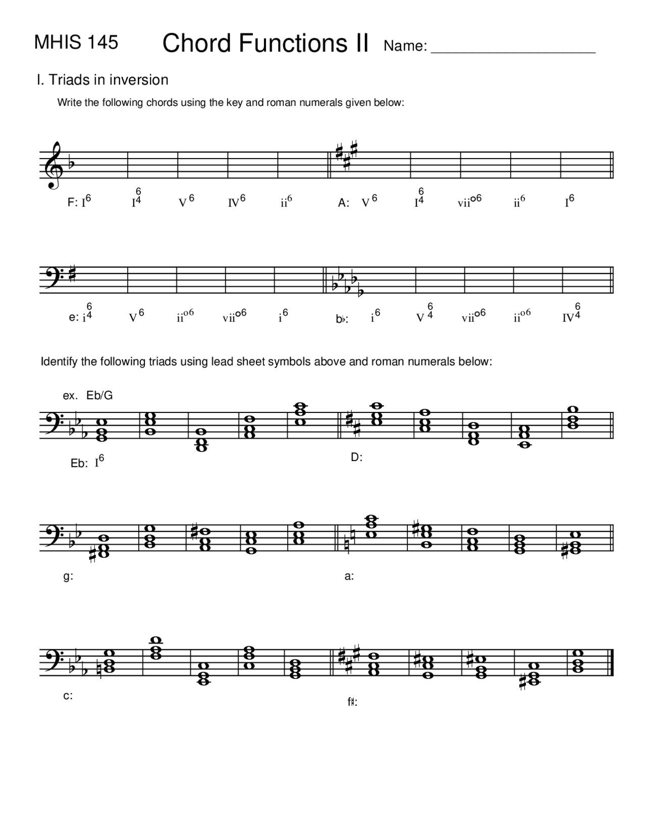 Triads In Inversion Theory And Aural Skills I Notes Mhis 145 Docsity