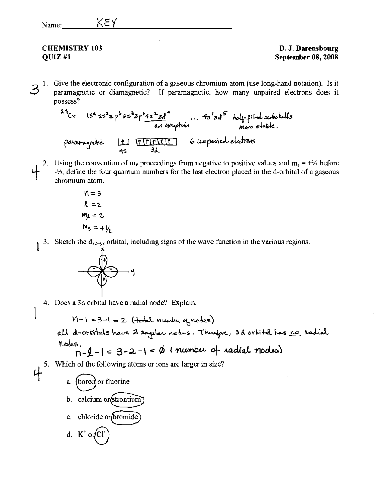 5 Questions With Solution Structure And Bonding Quiz 1 Chem 103