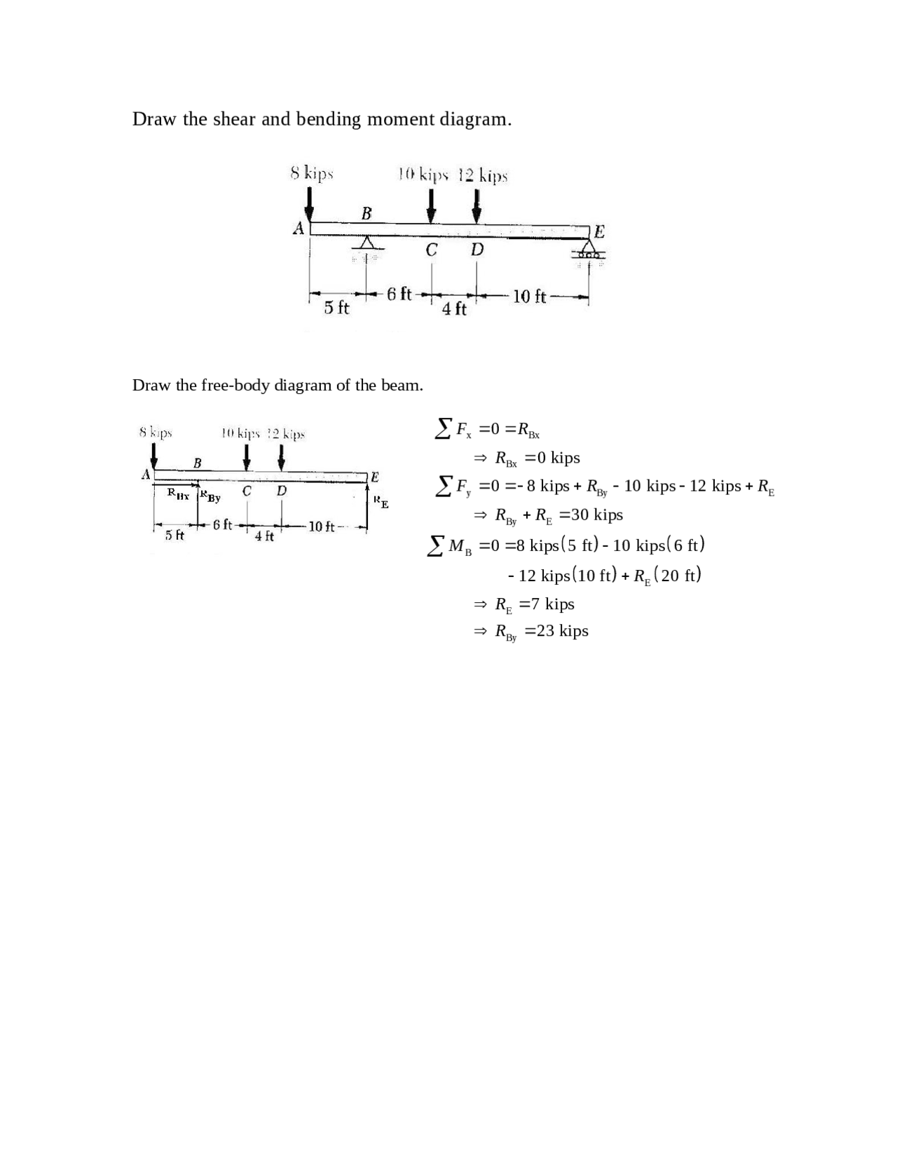 Draw The Shear And Bending Moment Diagram Exam Cven 444 Docsity