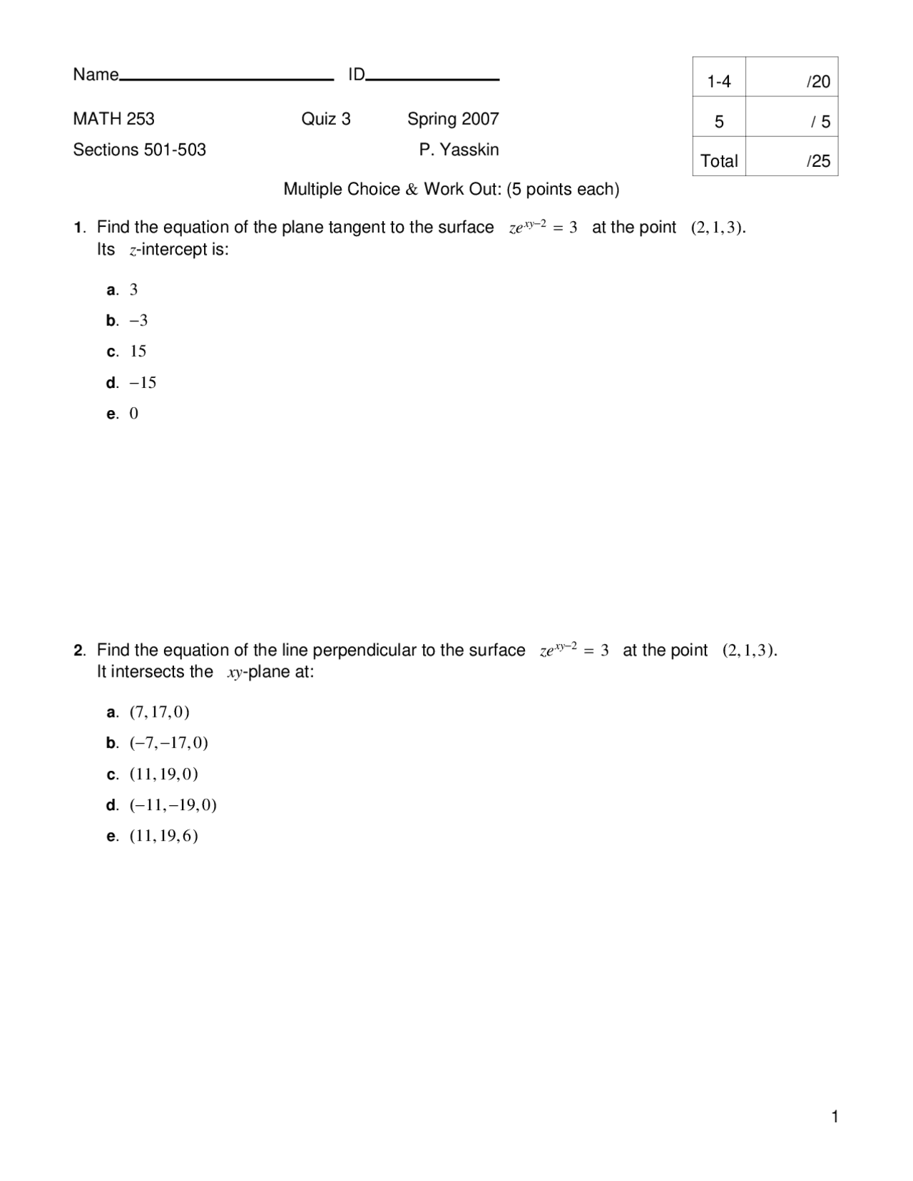 5 Questions For Quiz 3 Honor Engineering Mathematics Iii Math 253