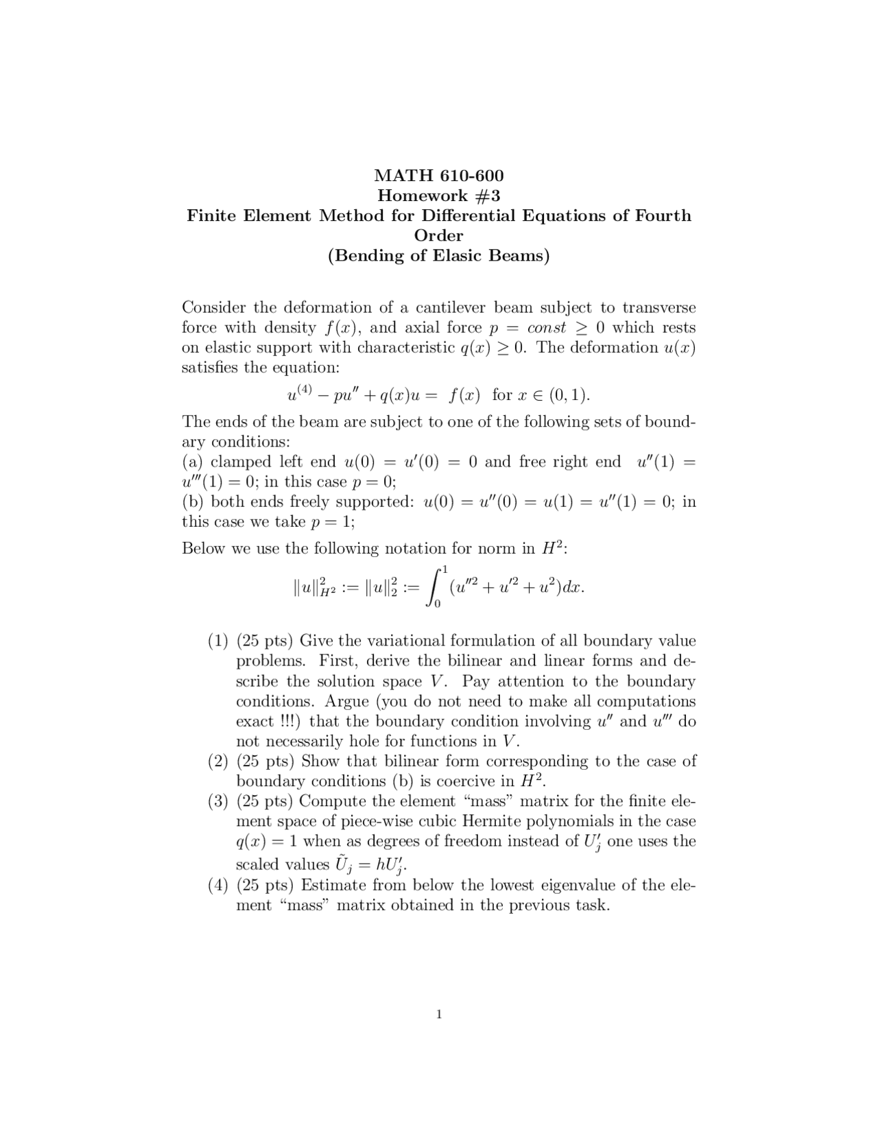 Homework 3 Numerical Methods For Partial Differential Equations Math 610 Docsity