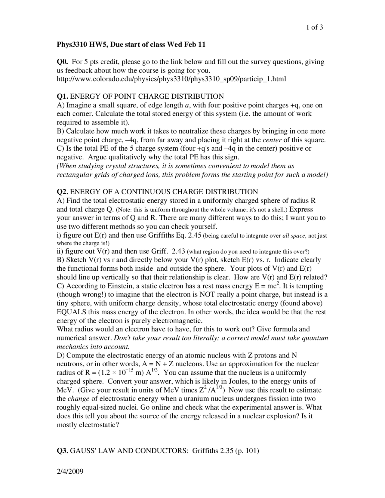 Homework 5 Problems Principles Of Electricity And Magnetism 1 Phys