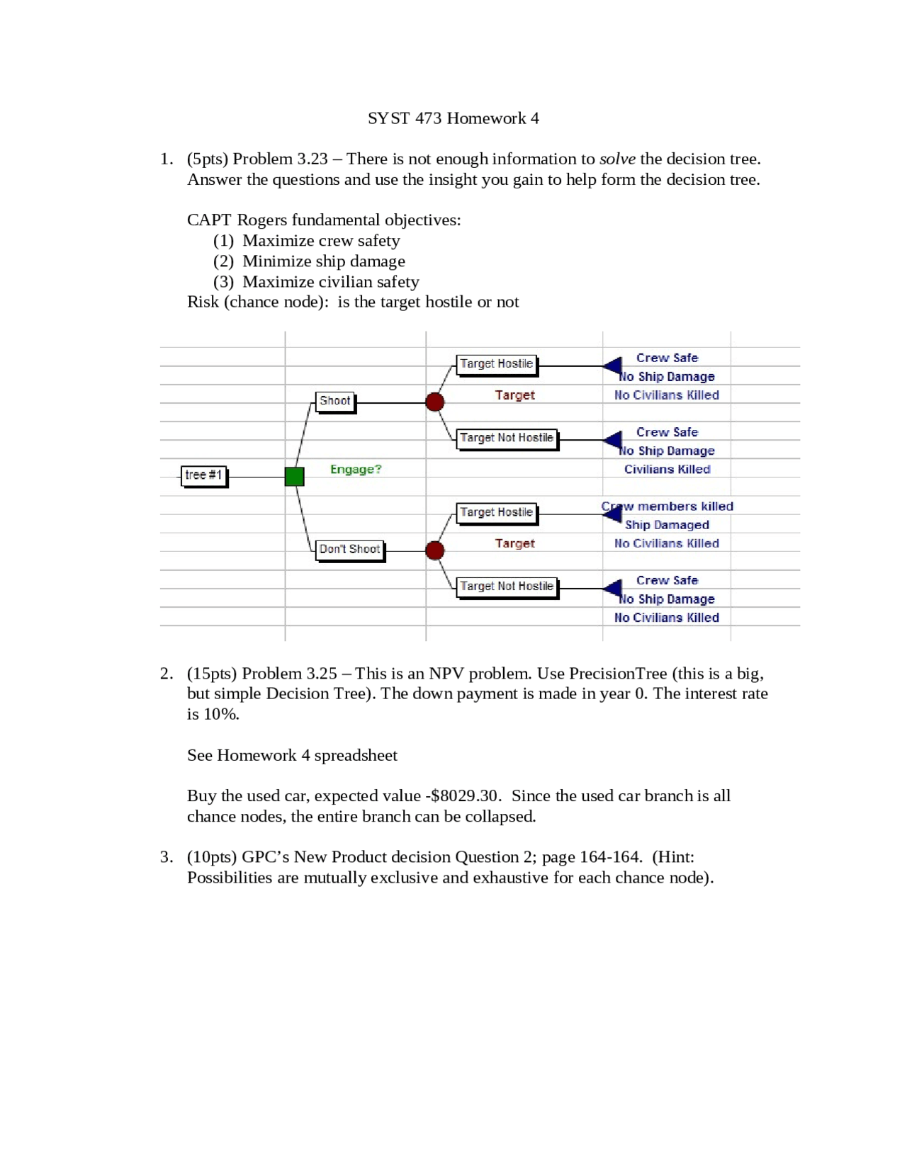 Homework 4 Decision And Risk Analysis Syst 473 Docsity