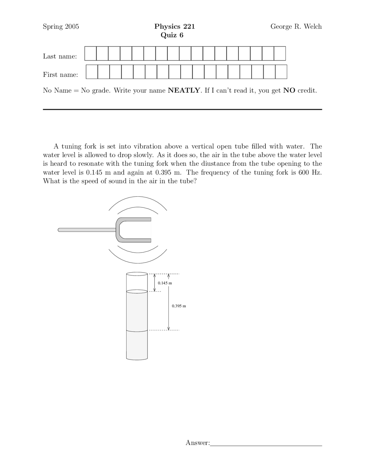 What is Speed of Sound in Air in Tube - Quiz 6 | PHYS 221 | Quizzes ...
