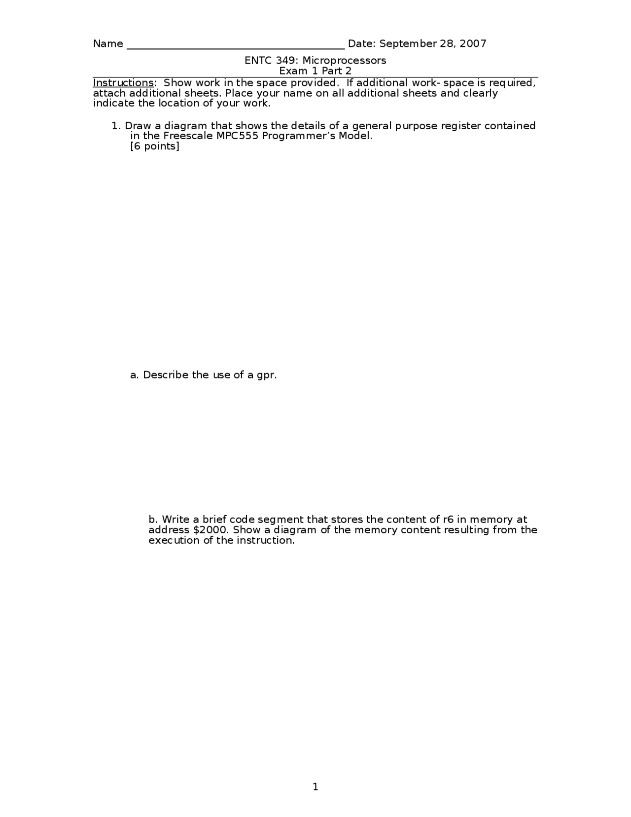 5 Questions On Microcontroller Architecture Exam 1 Entc 349 Docsity
