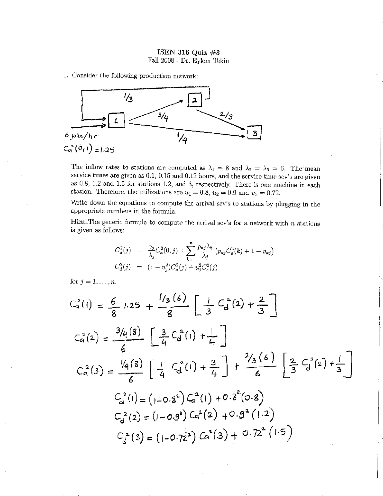 Quiz 3 On Production Systems Operations With Answers Fall 2008 Isen