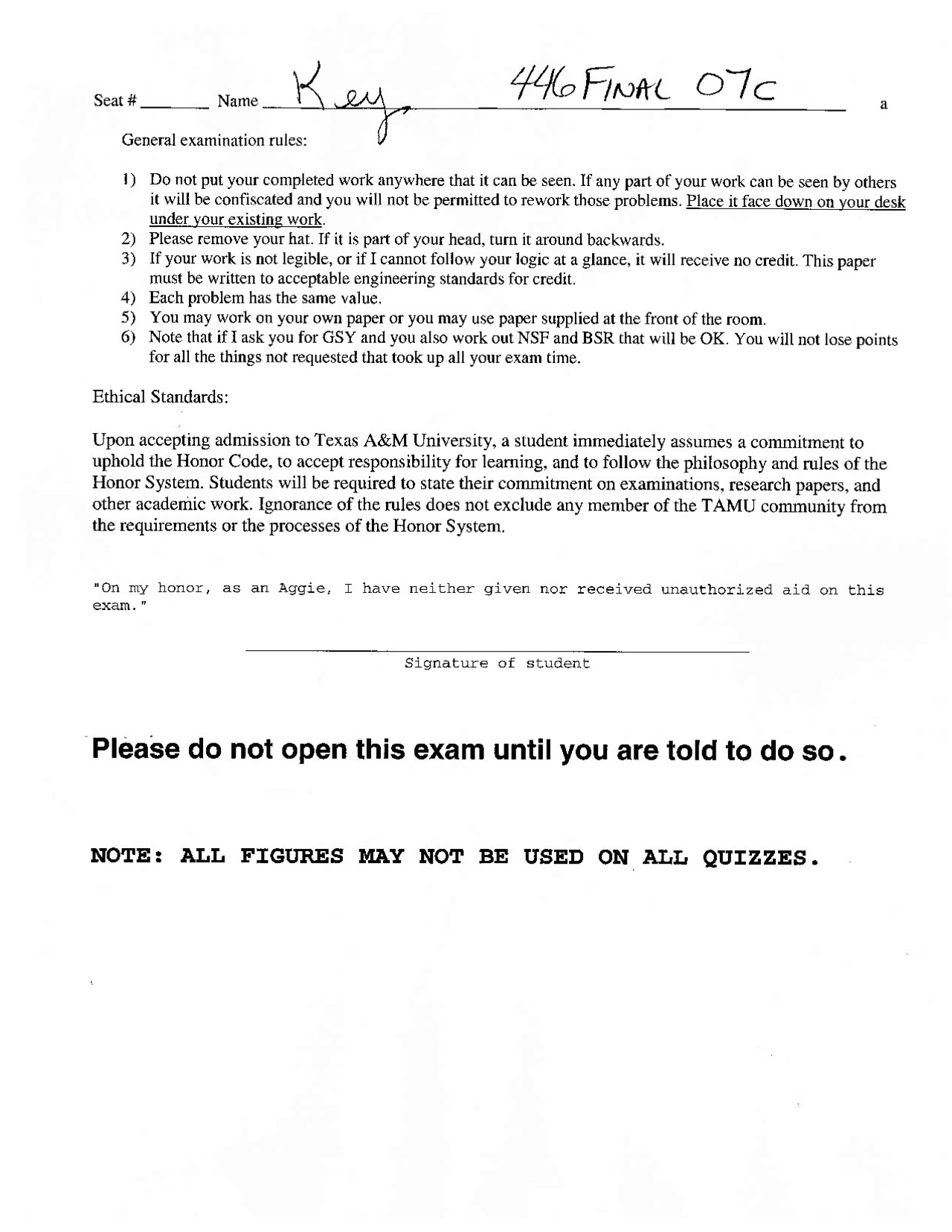 Final Exam With Solution Key Structure Steel Design Cven 446 Docsity