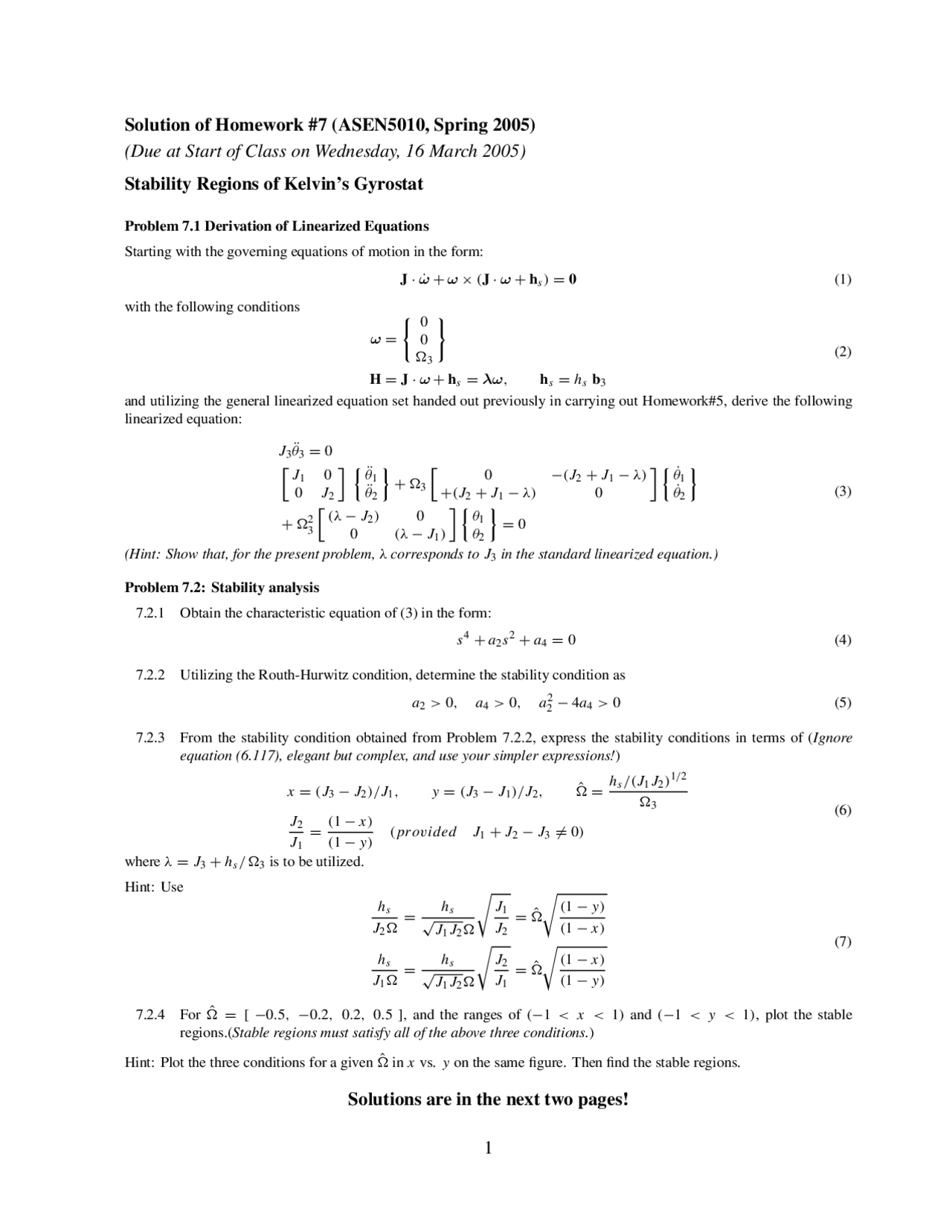Problems With Solutions On Spacecraft Attitude Dynamics And Control