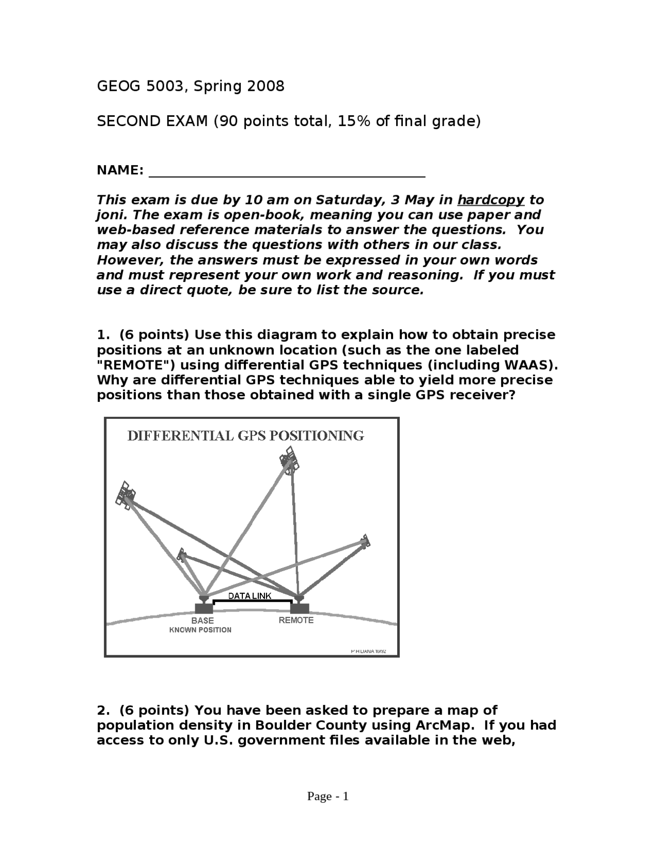 Sample Questions For Second Exam Elements Of Gis Geog 5003 Docsity
