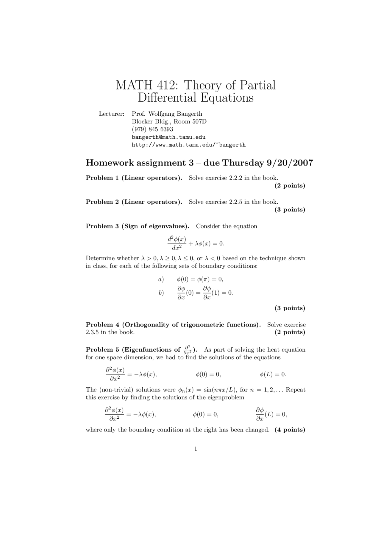 6 Problems On Linear Operators Eigenvalues And Functions Homework