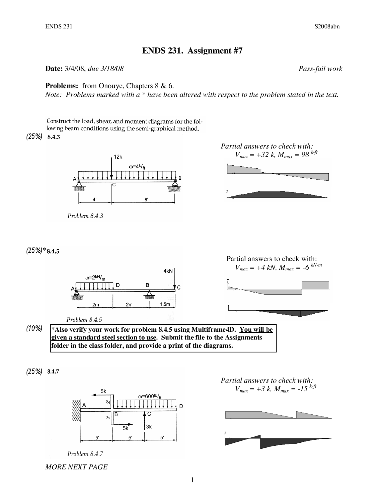Assignment 7 Problems Architectural Structures I Ends 231 Docsity