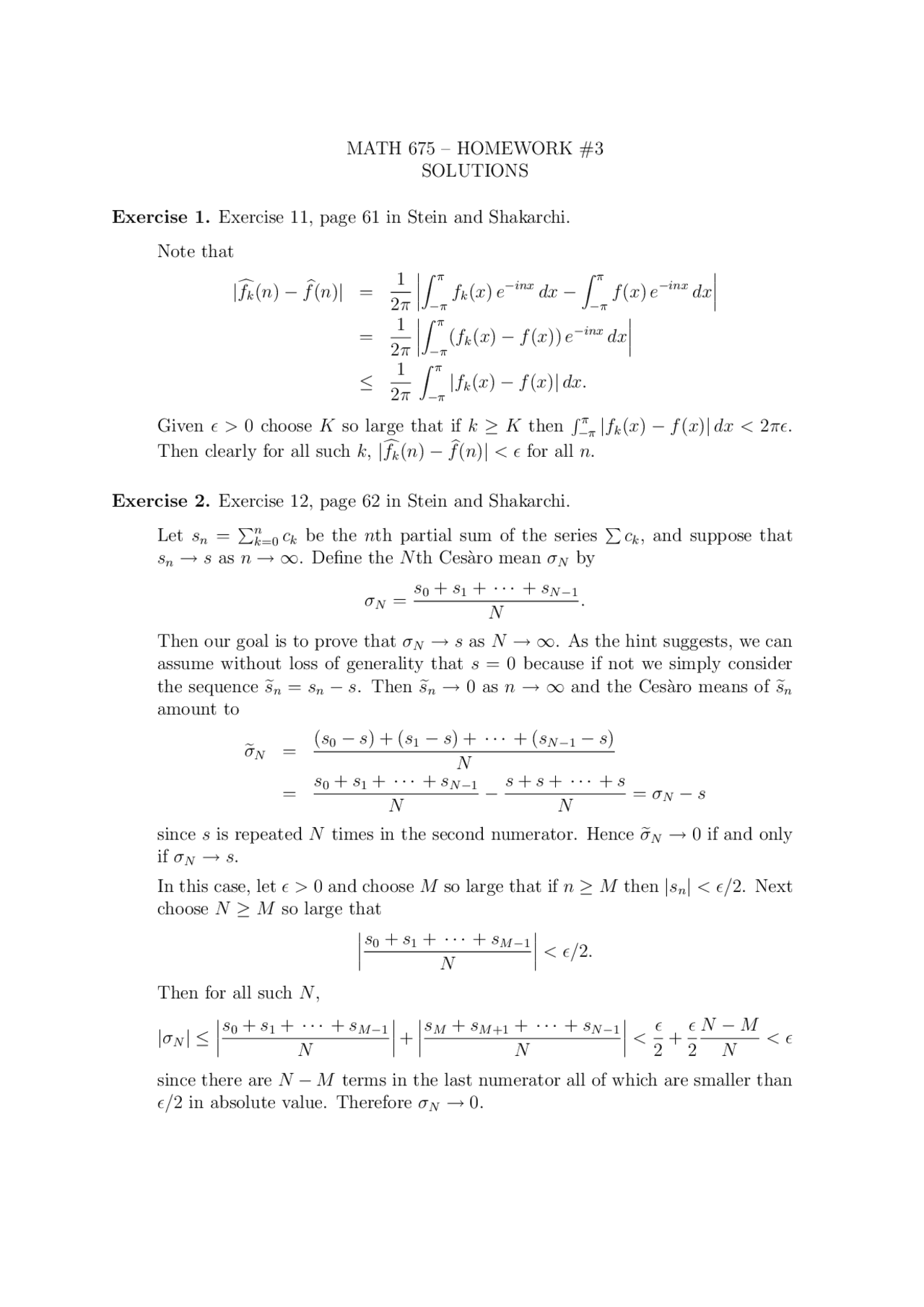 Homework Iii Solutions For Linear Analysis Math 675 Docsity