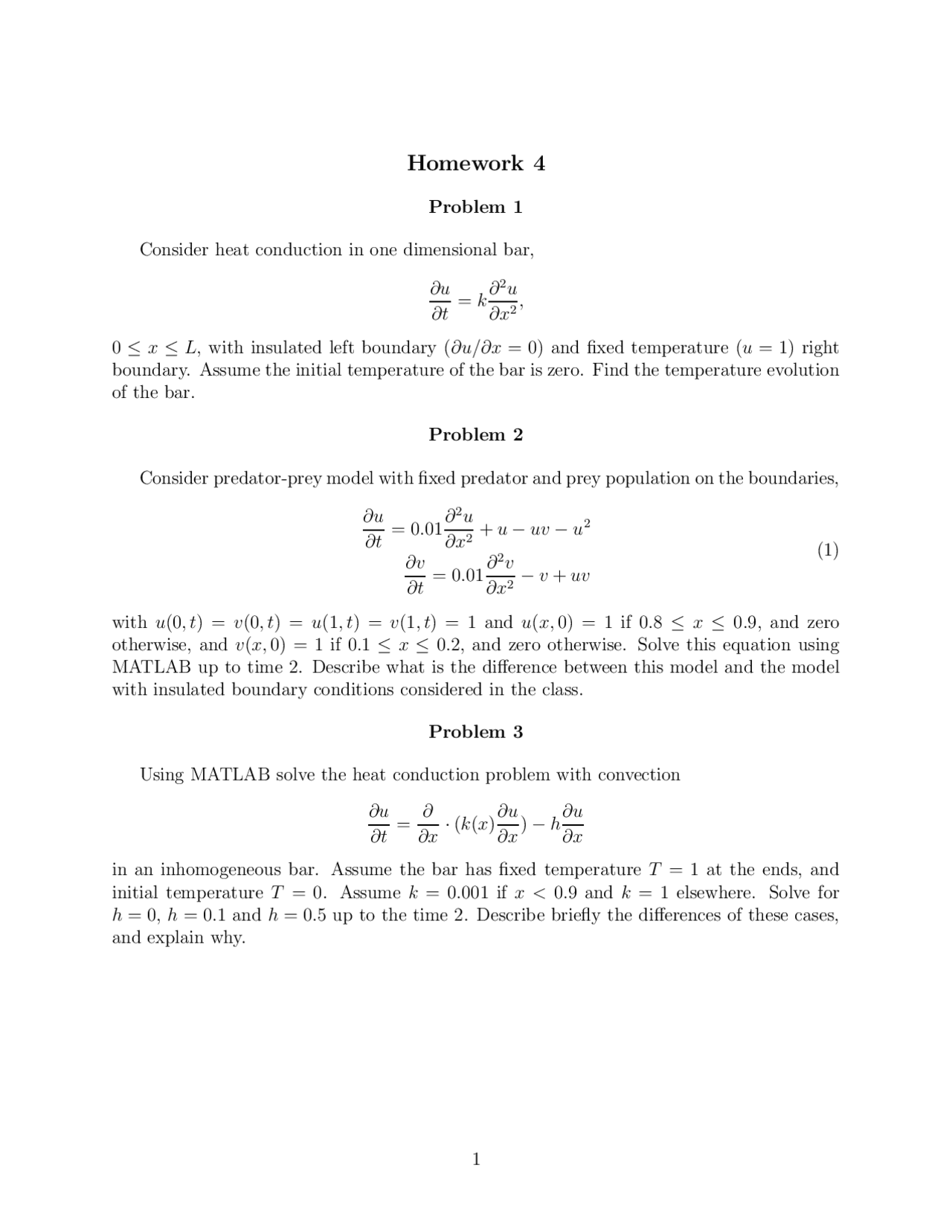 Homework 4 Mathematical Modelling Math 647 Docsity