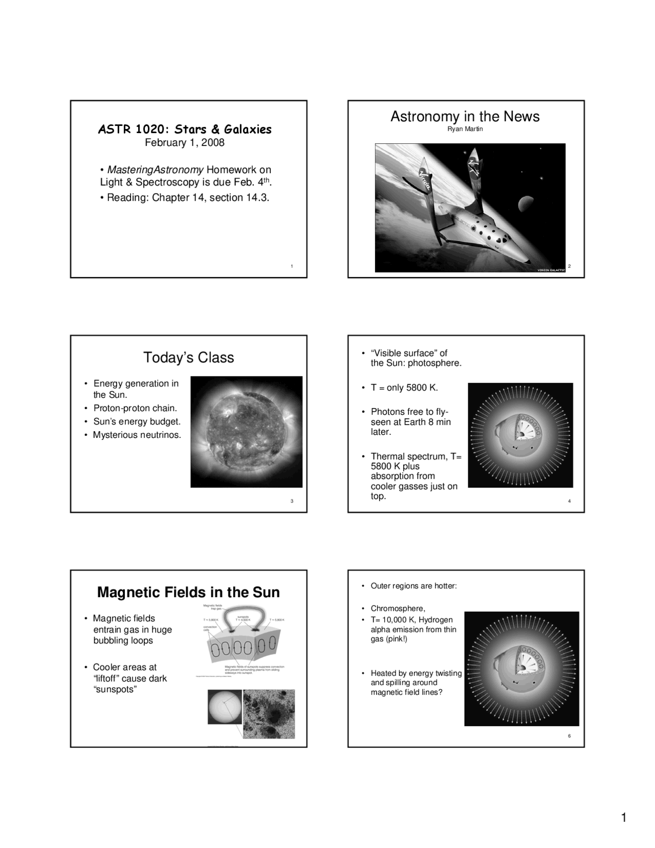 Magnetic Field In The Current Lecture Slides Astr 1020 Docsity