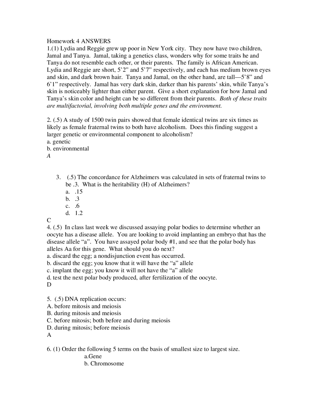 Problem Set 4 Questions Fundamentals Of Human Genetics Mcdb 1041