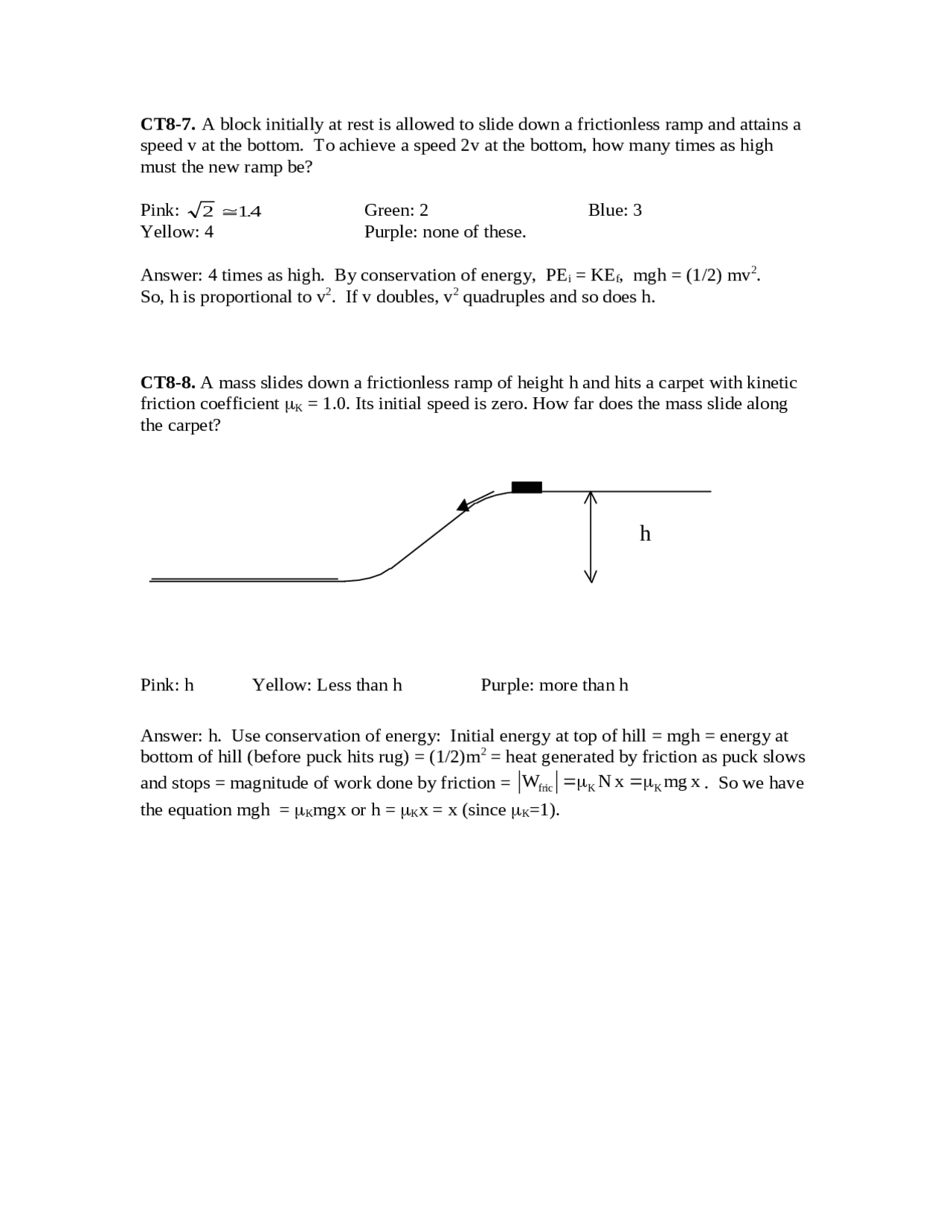 Questions With Answers General Physics I Phys 1110 Docsity