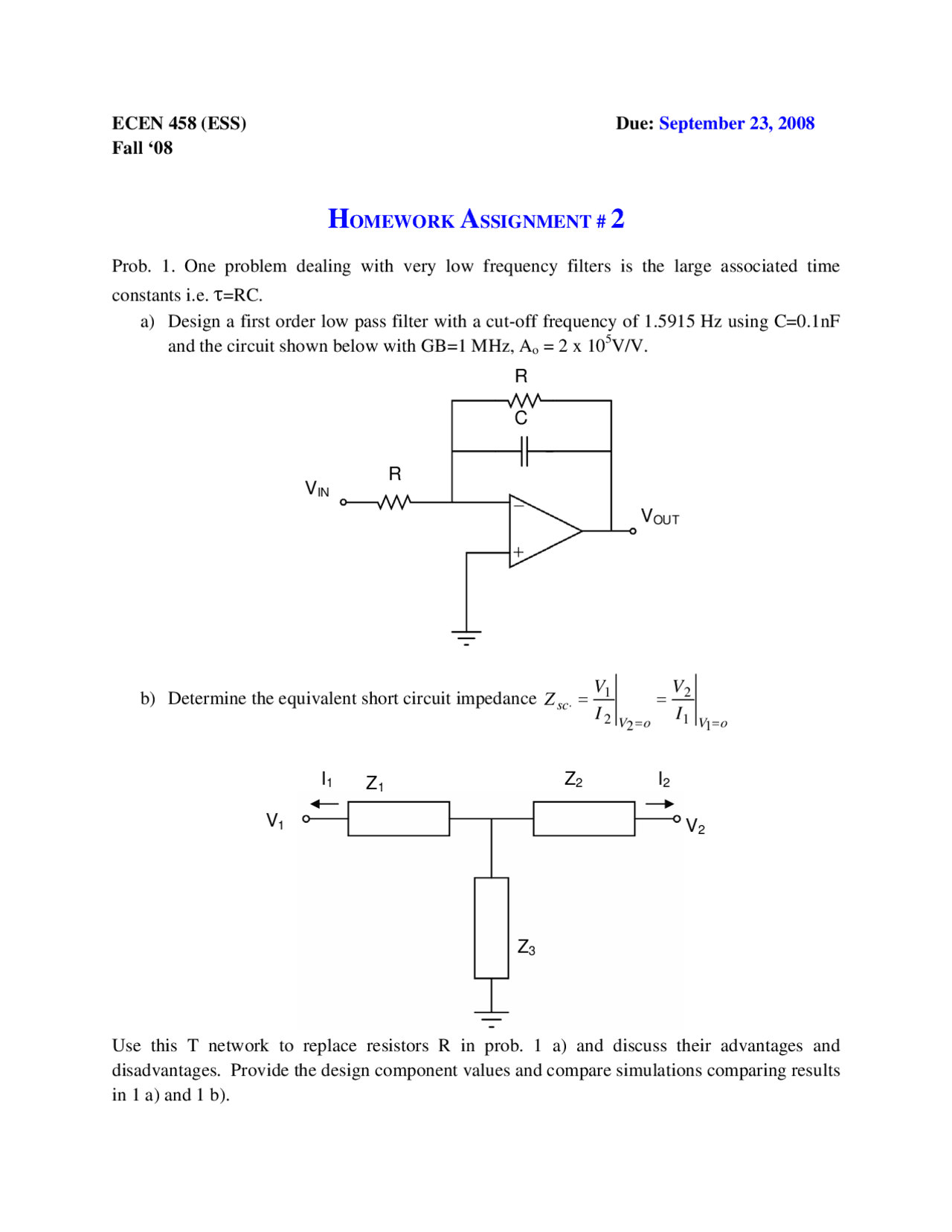 3 Problems Of Active Filter Analysis And Design Assignment 2 Ecen