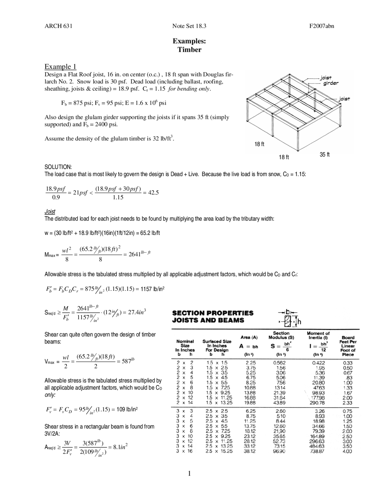 Timber Design Of Wood Columns Solved Examples Arch 631 Docsity
