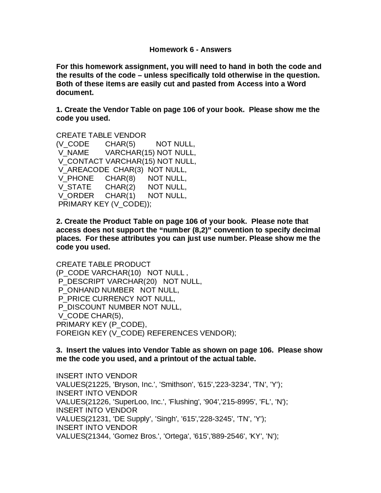 Homework Practice Questions Database Management Systems Mis 310