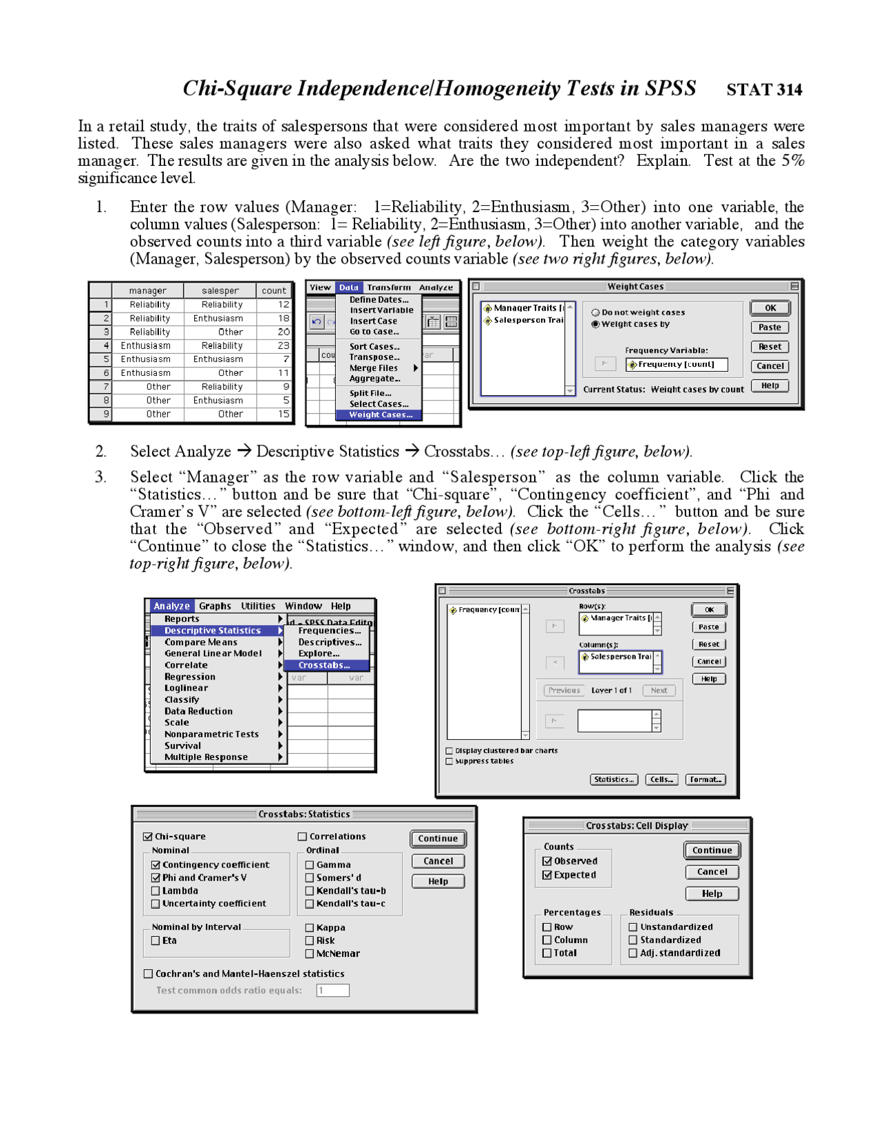 Chi Square Independence and Homogeneity Tests in SPSS | STAT 314 - Docsity