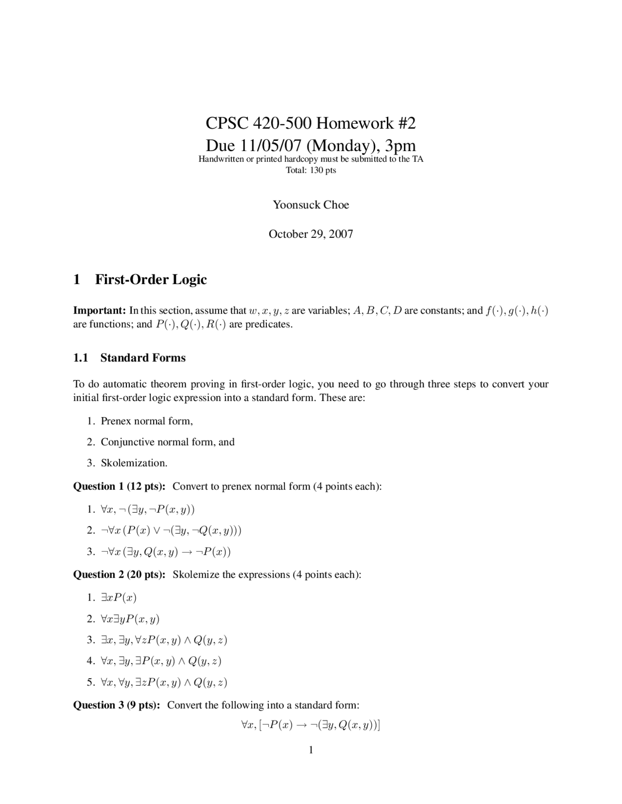 Artificial Intelligence Practice Homework 2 Cpsc 420 Assignments Computer Science Docsity