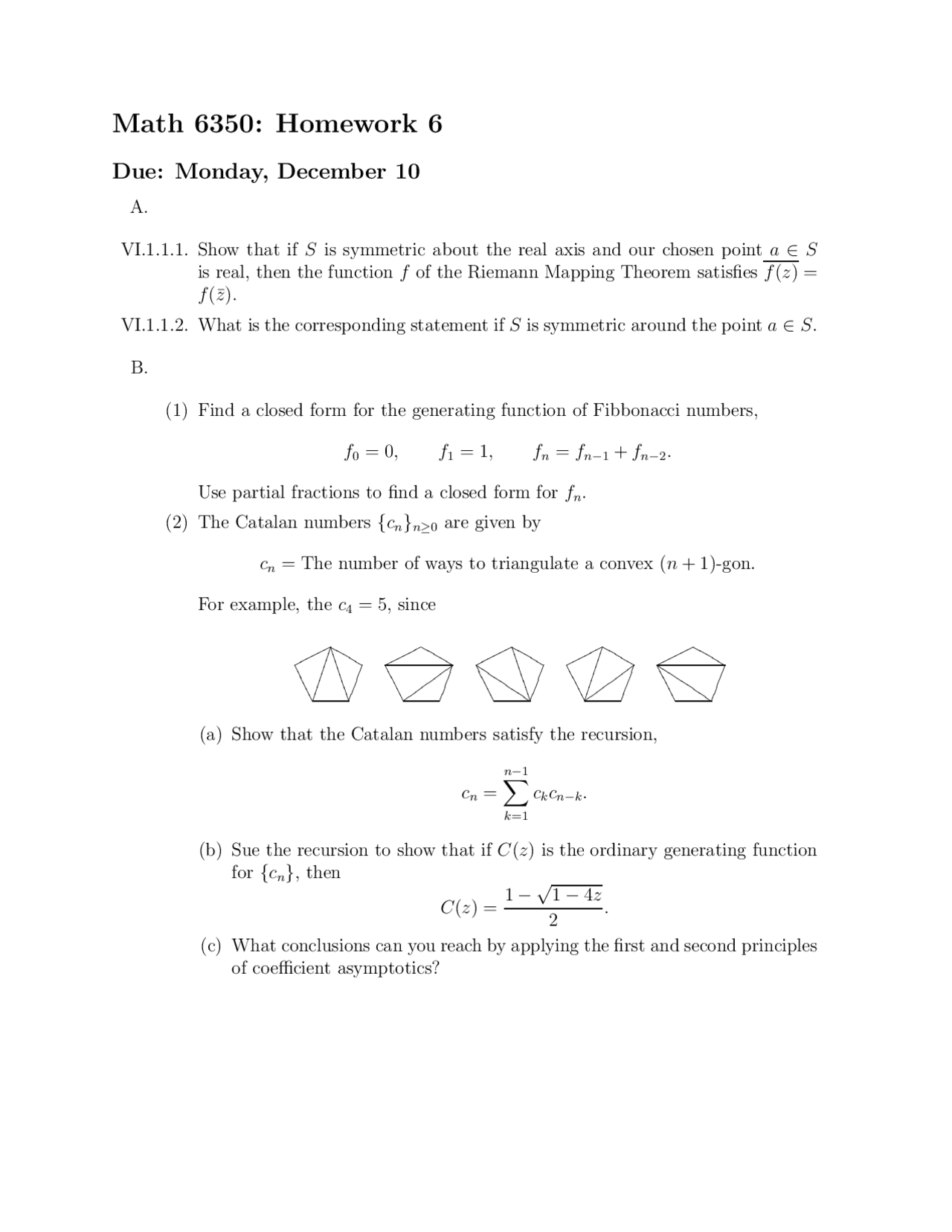 Practice Homework 6 Functions Of A Complex Variable I Math 6350