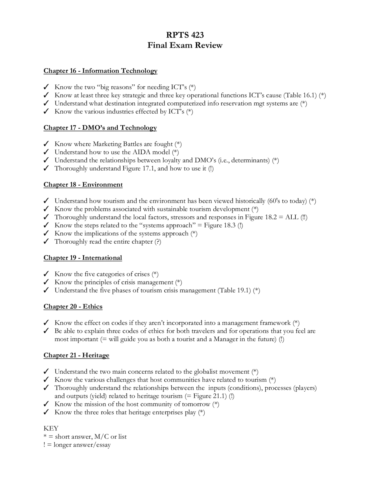 Information Technology Final Exam Review Rpts 423 Docsity