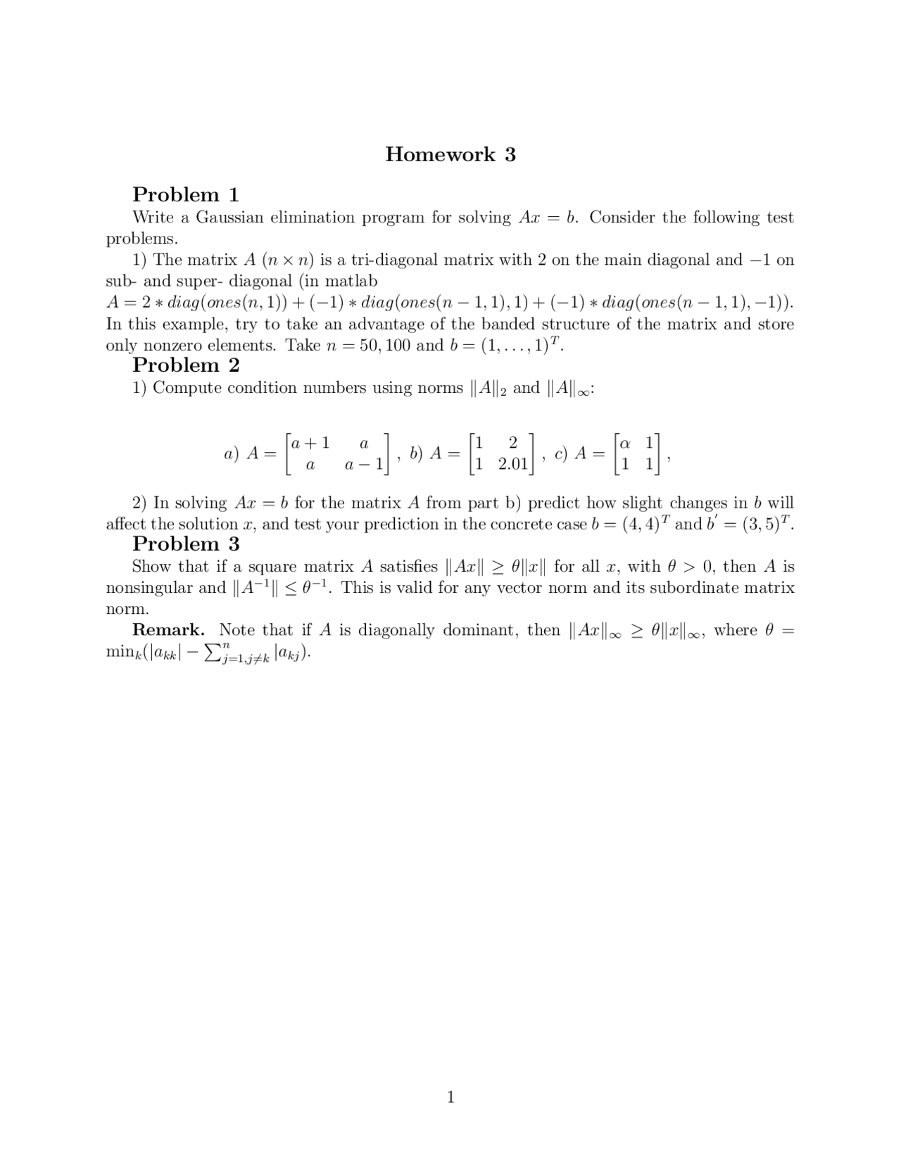 3 Solved Problems On The Gaussian Elimination Program Homework 3