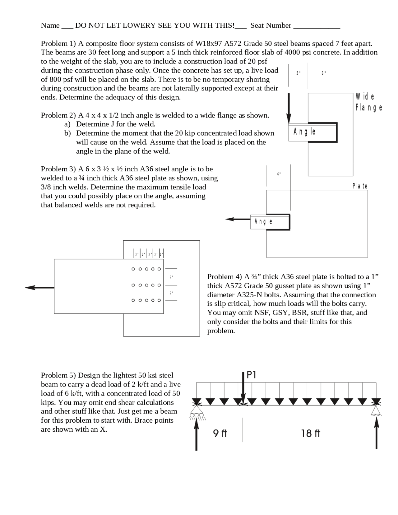 5 Problems Of Structure Concrete Design Quiz Cven 446 Docsity