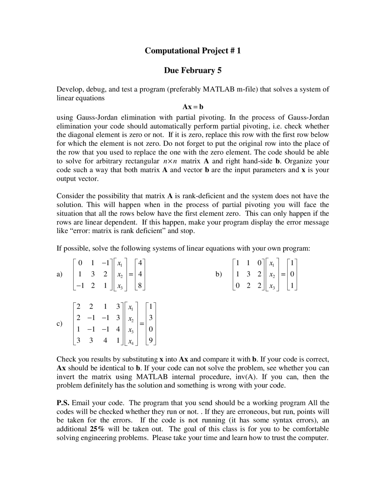 Computational Project 1 Computational Methods Mcen 3030 Docsity