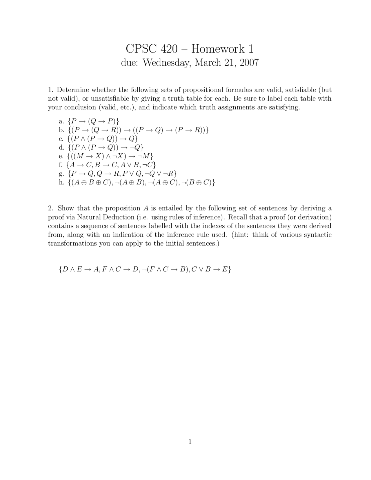 Homework 1 Artificial Intelligence Cpsc 420 Docsity