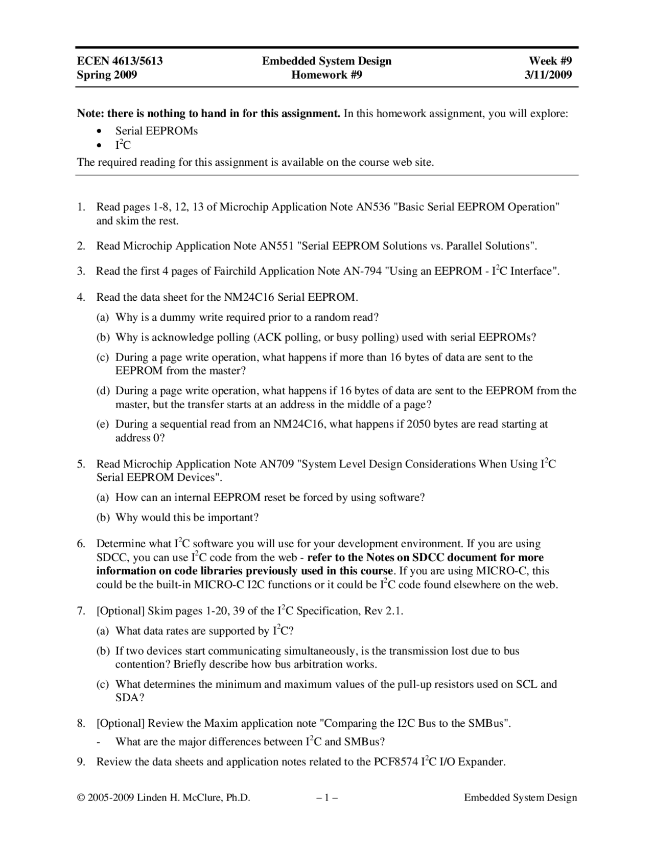 Embedded System Design 9 Problem In Homework 9 Ecen 4613 Docsity