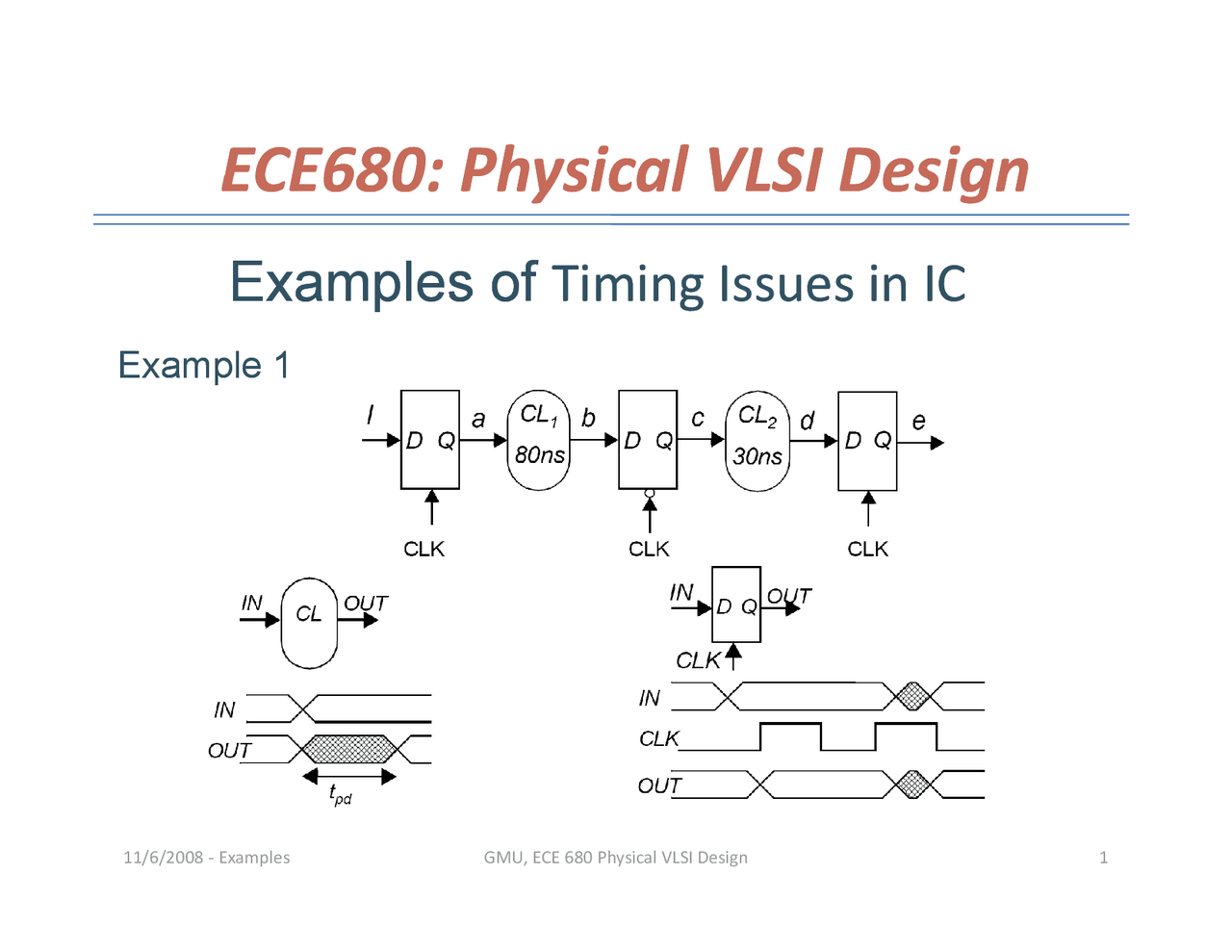 Examples of Timing Issues in IC | Physical VLSI Design | ECE 680 - Docsity