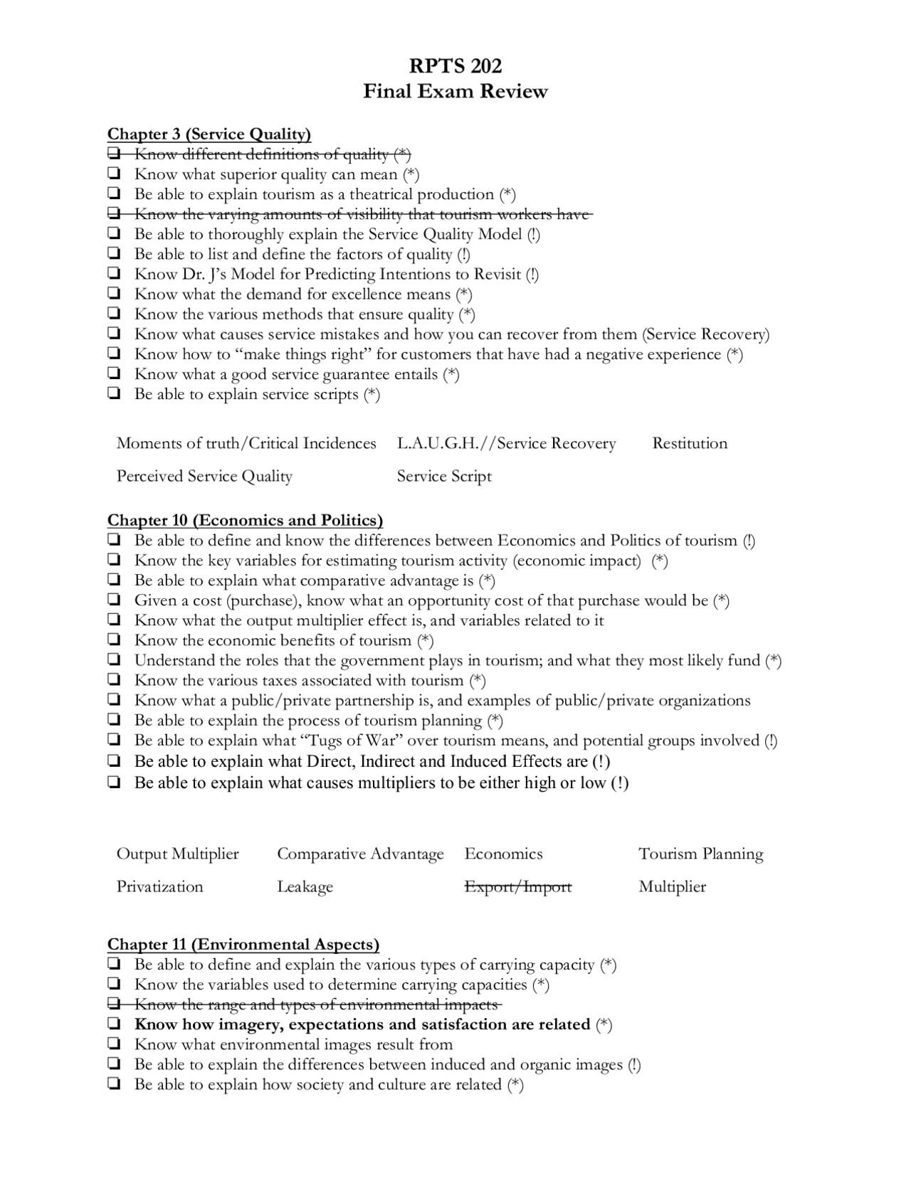 Final Exam Review - Tourism Research | Tourism | RPTS 202 - Docsity