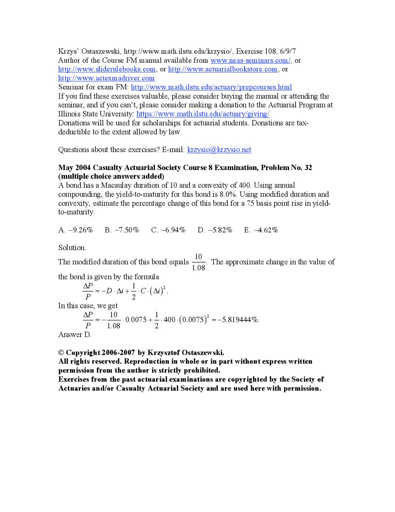Exam Problems With Solution Applications Of Actuarial Principles
