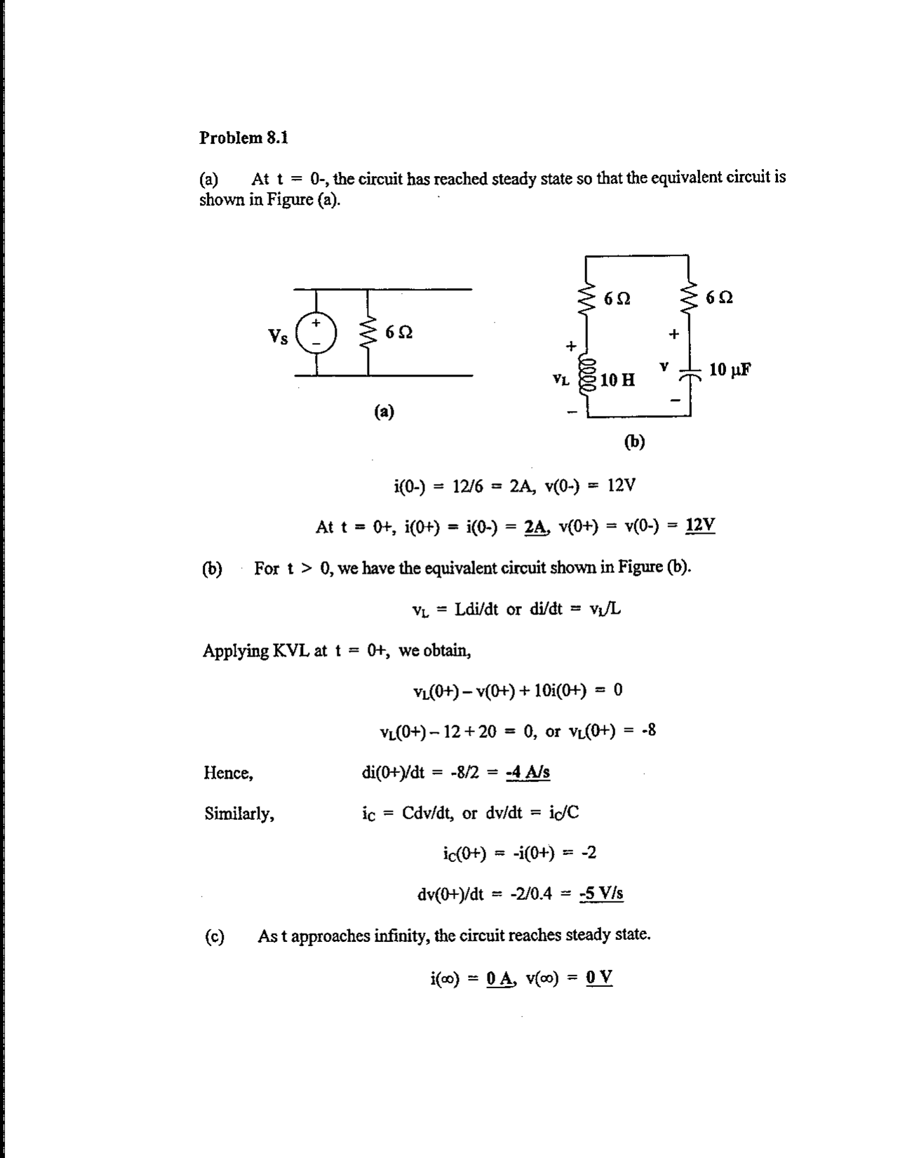 Solution of Problem Set 11 - Electric Circuit Analysis | ECE 280 - Docsity