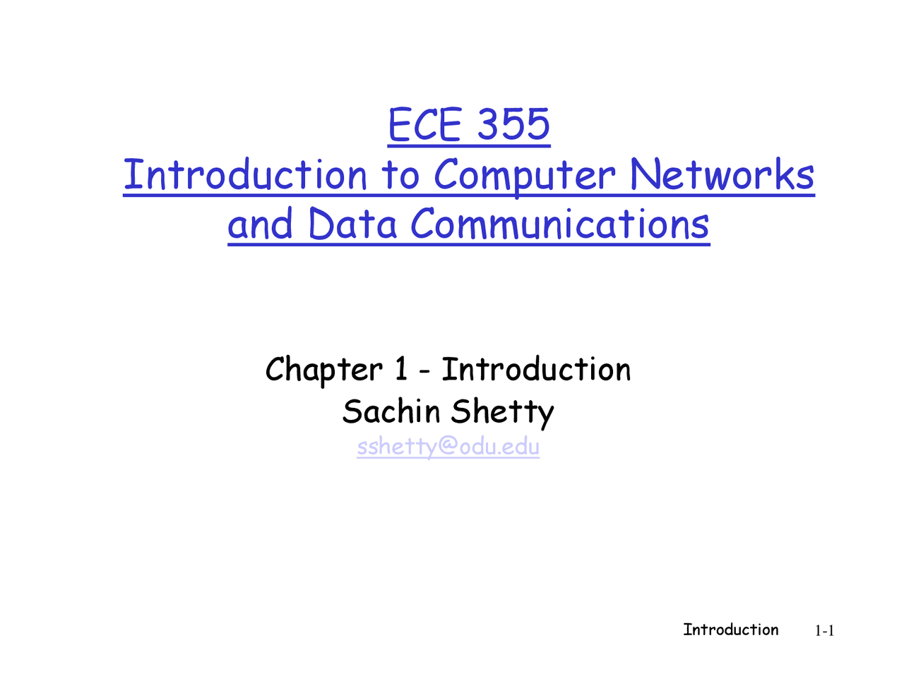 Introduction to computer networks and Data Communication | ECE 355 - Docsity