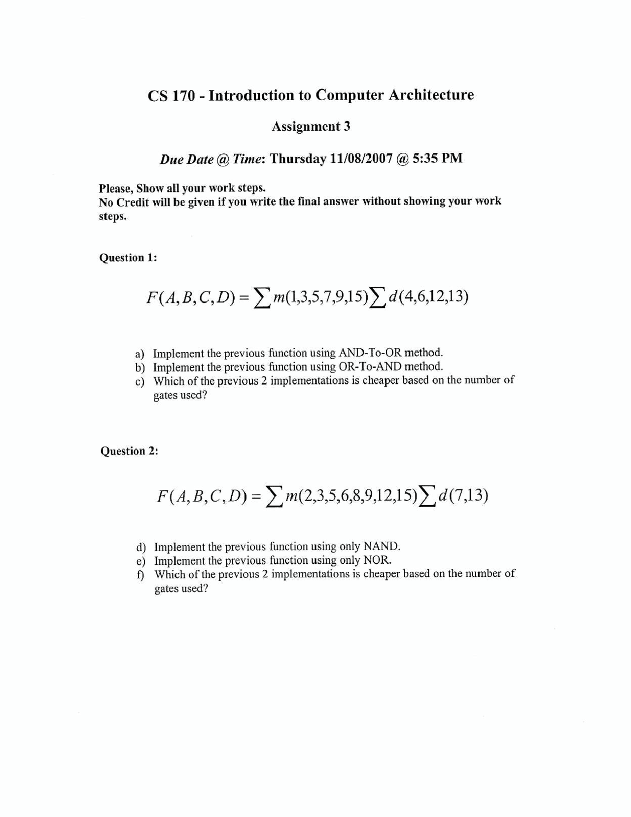 Assignment 3 With Solutions Introduction To Computer Architecture 1815