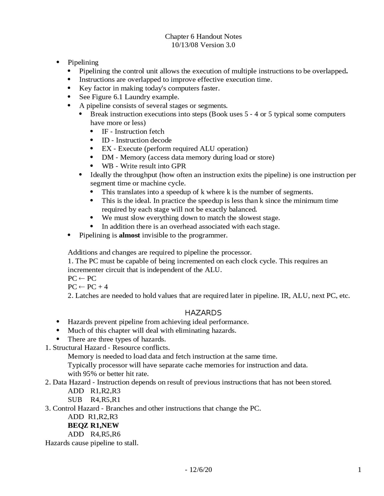 Pipelining In Computer Organization And Design Handout Egre 426