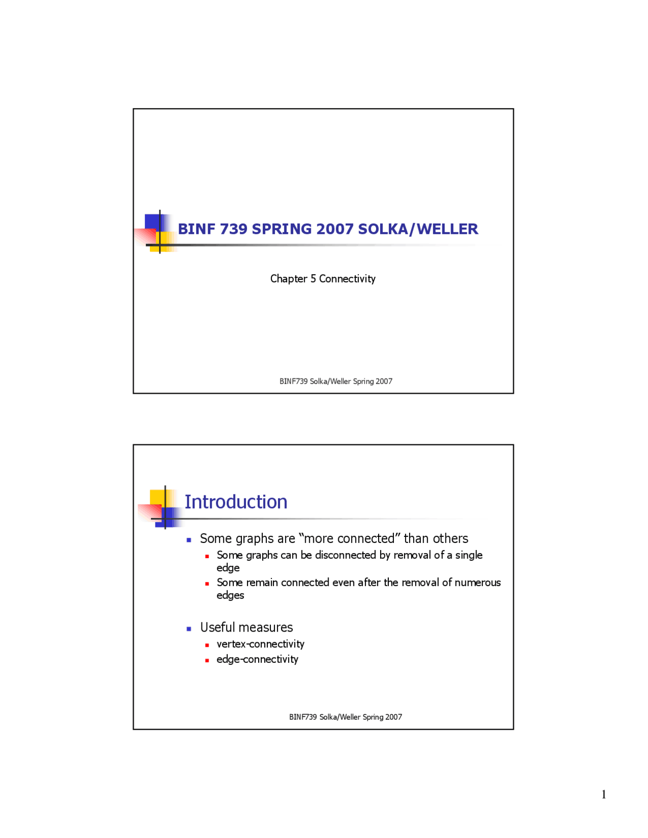 Introduction To Applications Of Connectivity Binf 739 Docsity