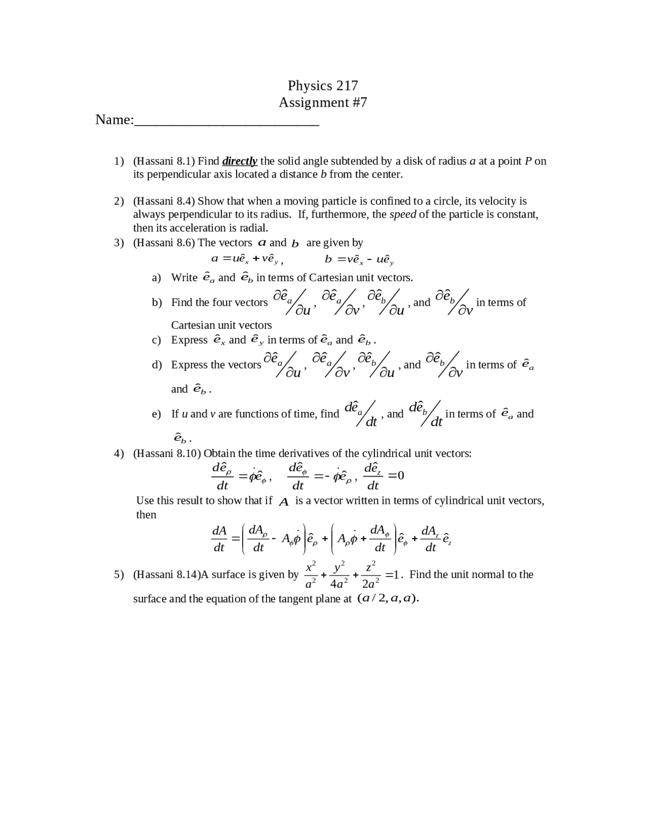 Assignment 7 Questions Methods Of Theoretical Physics Phy 21700