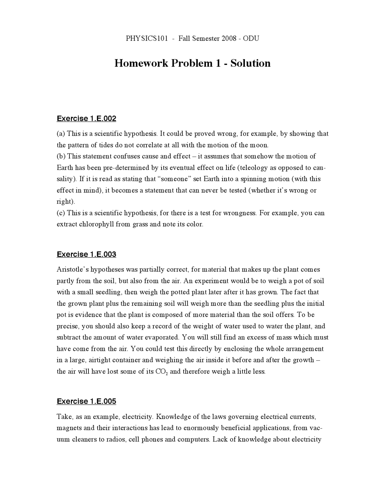 Assignment 1 For Conceptual Physics Phys 101n Docsity