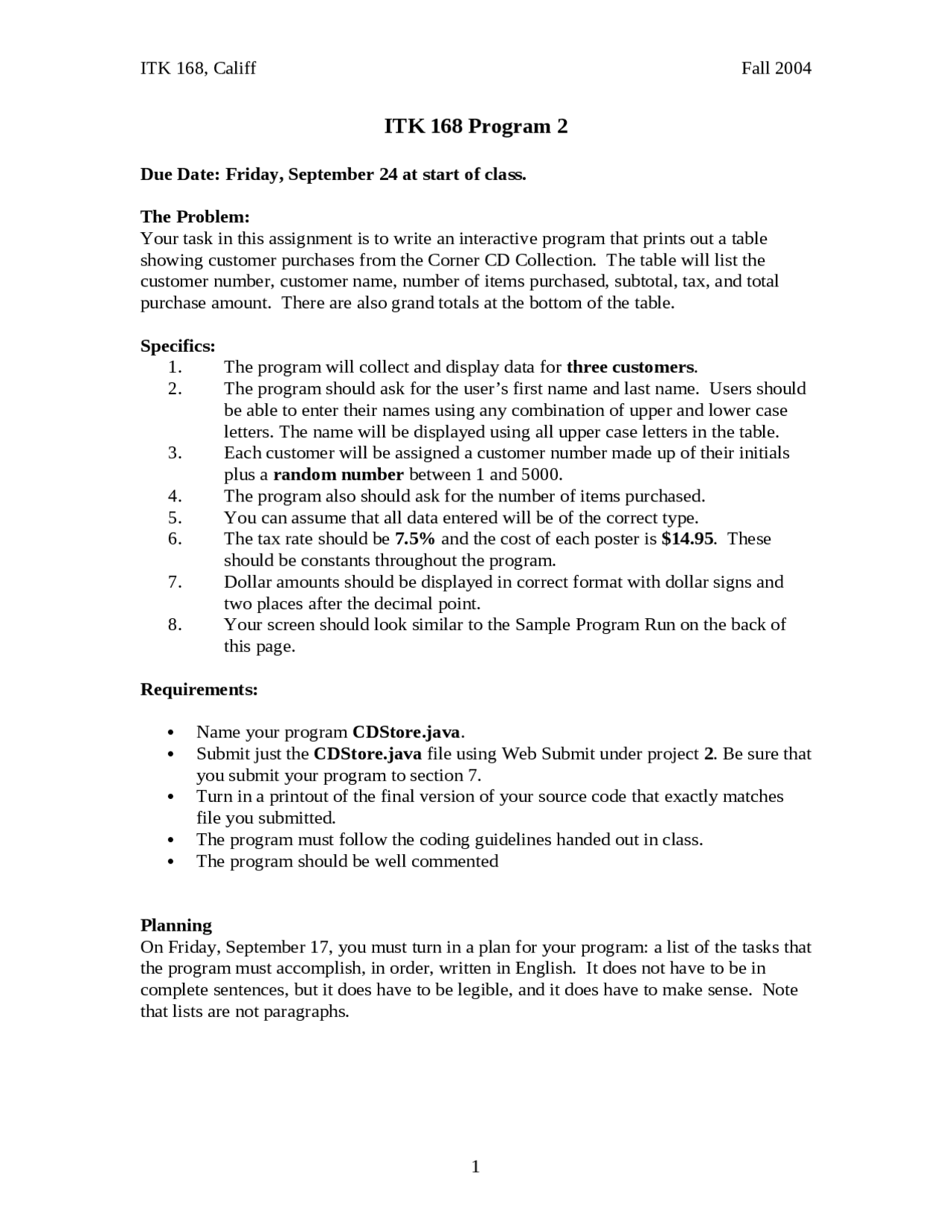 Structured Problem Solving Using The Computer Assignment 2 Itk 168